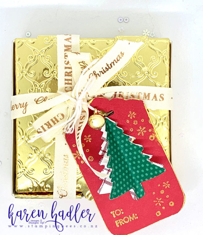 Gold Mini Pizza Box - Karen Hadler Stamping Bees