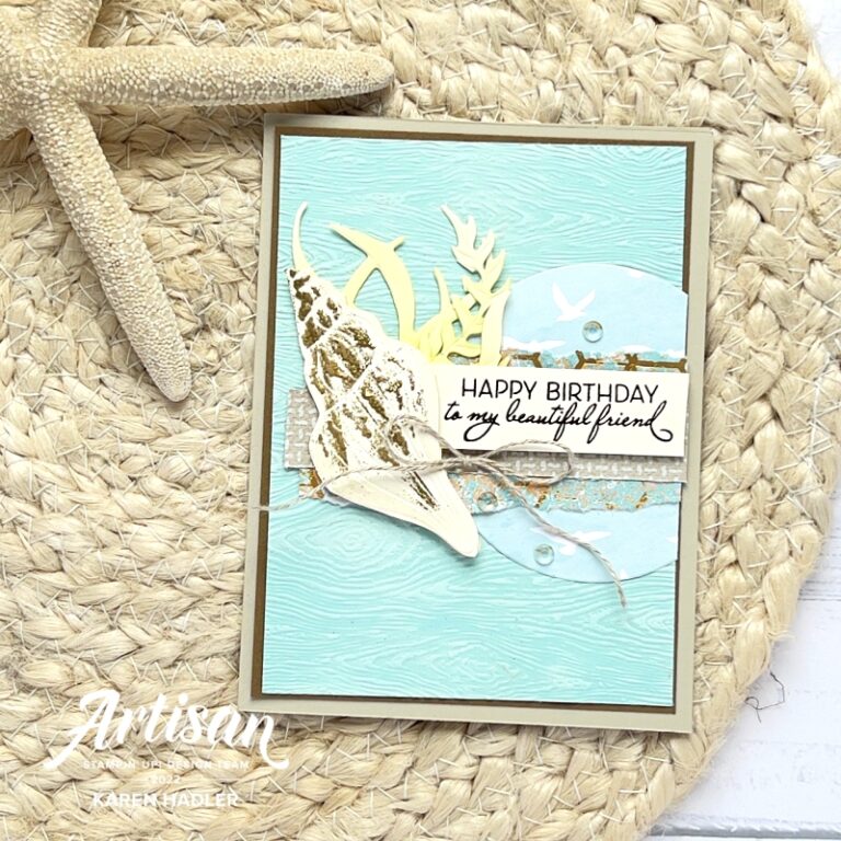 Seashell 3D Embossing Folder 3 ways - Karen Hadler Stamping Bees